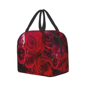 TTLIVEVIP Red Rose Insulated Lunch Bag for Women Cooler Tote Box Leakproof Reusable Girls Funny Lunchbag Office Work School Picnic Portable