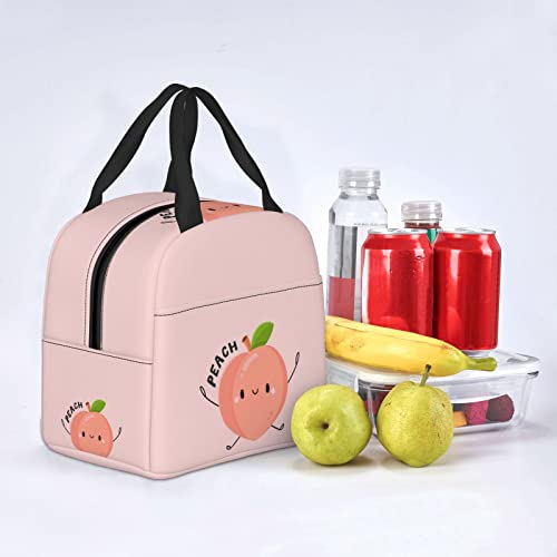 Lunch Bag Cute Fruits Peach Insulated Lunch Box Back To School Reusable Bags Meal Portable Container Tote For Boys Girls Travel Work Picnic Boxes