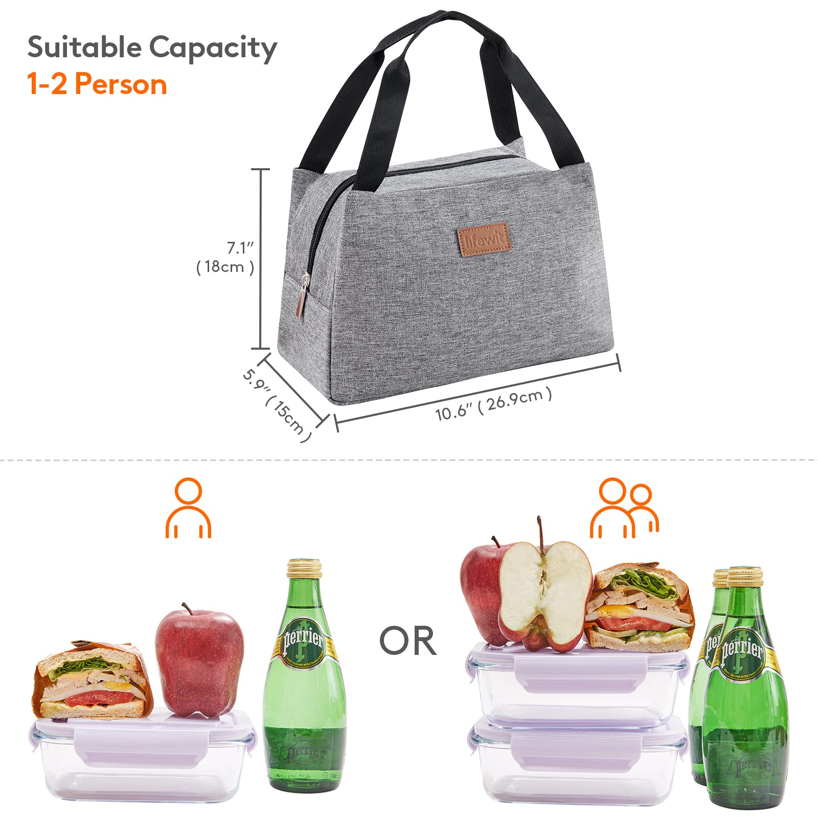 Lifewit 15L Collapsible Cooler Bag and 7L Insulated Lunch Bag Grey