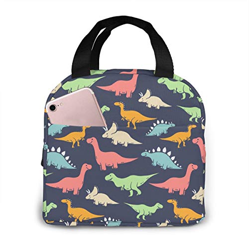 MSGUIDE Cartoon Dinosaur Insulated Lunch Bag Leakproof Cooler Lunch Box for Men Women Adult - Reusable Thermal Tote Bag for Office Work School Picnic Beach