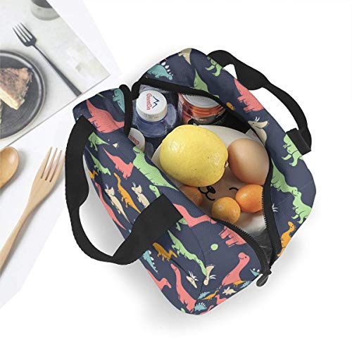 MSGUIDE Cartoon Dinosaur Insulated Lunch Bag Leakproof Cooler Lunch Box for Men Women Adult - Reusable Thermal Tote Bag for Office Work School Picnic Beach