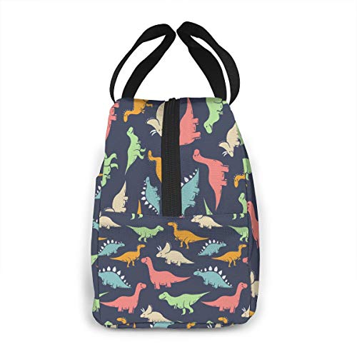 MSGUIDE Cartoon Dinosaur Insulated Lunch Bag Leakproof Cooler Lunch Box for Men Women Adult - Reusable Thermal Tote Bag for Office Work School Picnic Beach