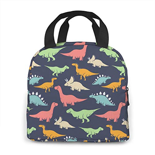 MSGUIDE Cartoon Dinosaur Insulated Lunch Bag Leakproof Cooler Lunch Box for Men Women Adult - Reusable Thermal Tote Bag for Office Work School Picnic Beach