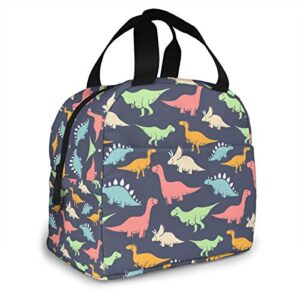 MSGUIDE Cartoon Dinosaur Insulated Lunch Bag Leakproof Cooler Lunch Box for Men Women Adult - Reusable Thermal Tote Bag for Office Work School Picnic Beach