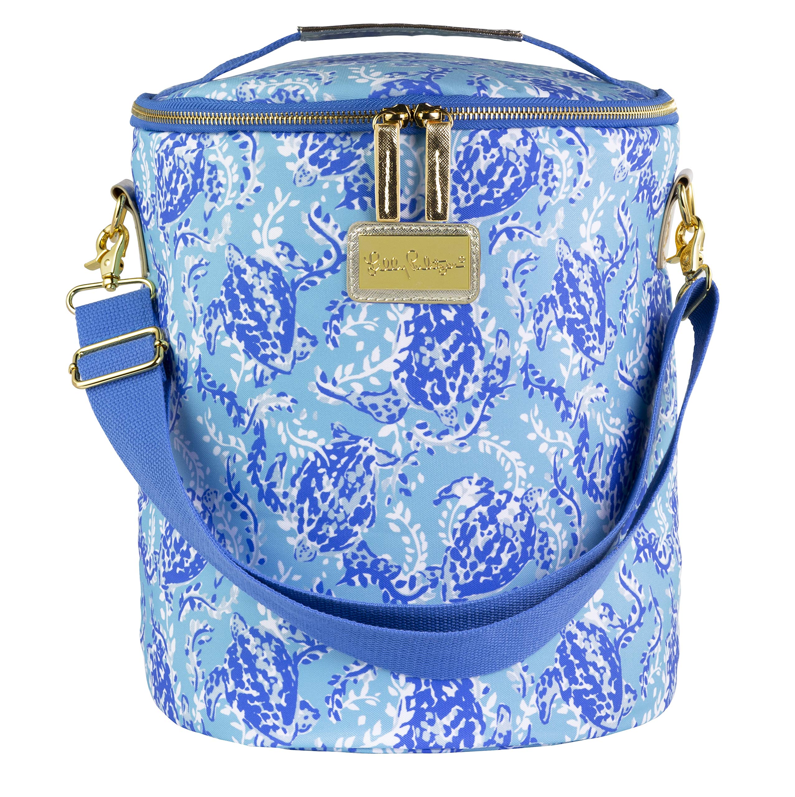 Lilly Pulitzer Blue Insulated Beach Cooler with Adjustable Strap, Turtley Awesome