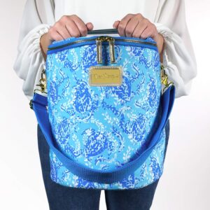 Lilly Pulitzer Blue Insulated Beach Cooler with Adjustable Strap, Turtley Awesome