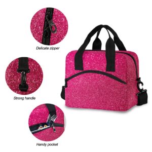 ALAZA Hot Pink Glitter Lunch Bags for Women Crossbody Lunch Bag lunch Box Lunch Cooler Bag(228be3e1)