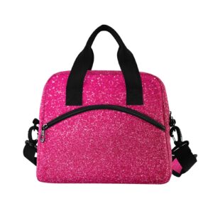 ALAZA Hot Pink Glitter Lunch Bags for Women Crossbody Lunch Bag lunch Box Lunch Cooler Bag(228be3e1)