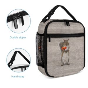 PEXISAOH Cute Squirrel Holding A Flower Animals Reusable Insulated Lunch Bag for Women Men Kids,Leakproof Portable Lunch Box with Side Pocket Durable Cooler Tote Bag for School Work Picnic Travel