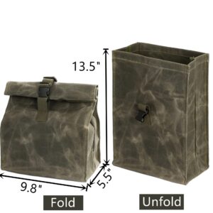 Denifiter Heavy Duty Waxed Canvas Reusable Lunch Bag, Hard Fabric, Durable, Quick Release Buckle (Army Green)