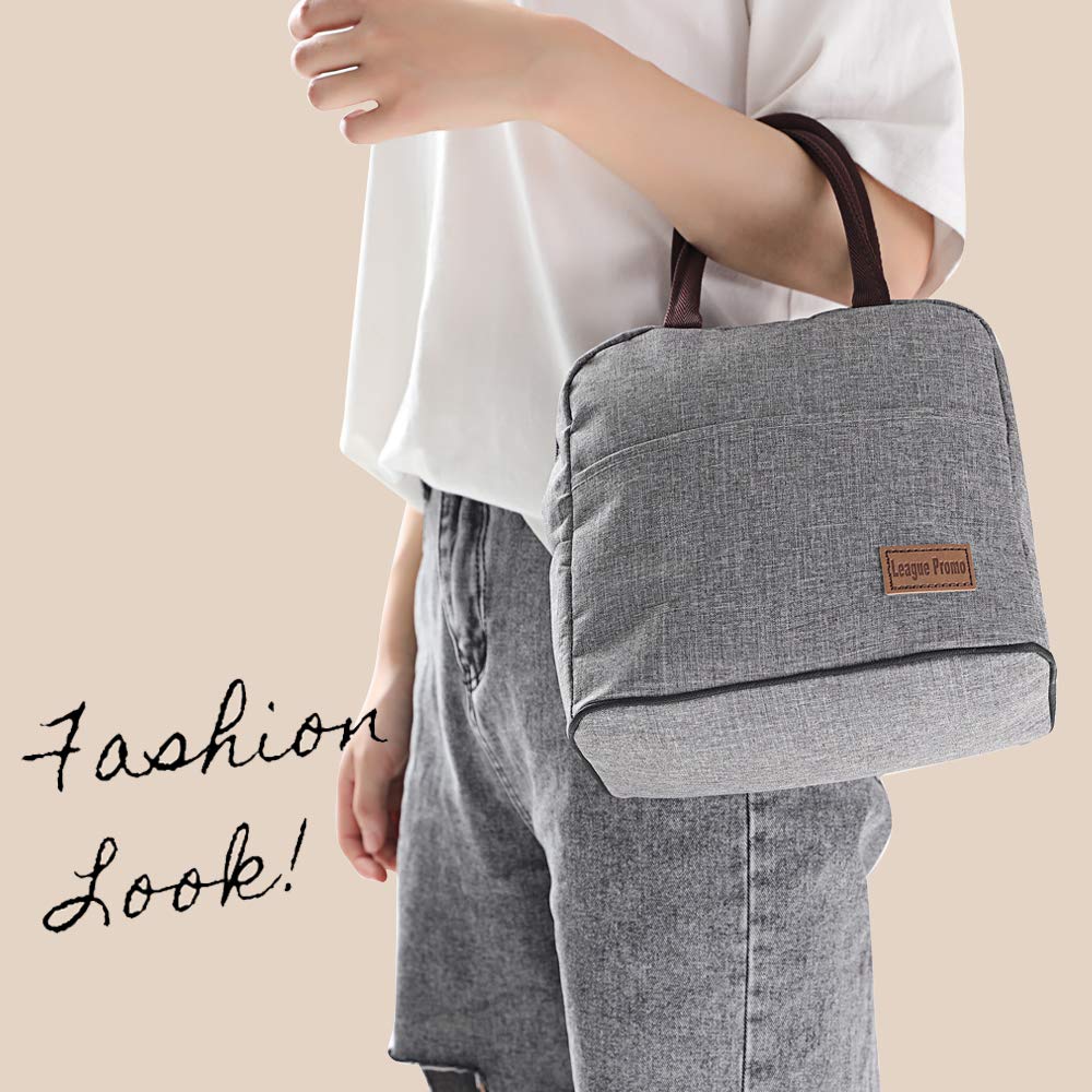 Lunch Bag Large Reusable Insulated Lunch Bags for Women Men Tote Bag Adult Lunch Box Organizer Holder Container (grey)