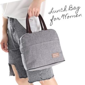 Lunch Bag Large Reusable Insulated Lunch Bags for Women Men Tote Bag Adult Lunch Box Organizer Holder Container (grey)