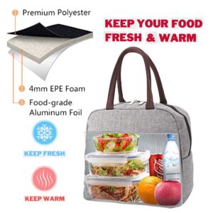 Lunch Bag Large Reusable Insulated Lunch Bags for Women Men Tote Bag Adult Lunch Box Organizer Holder Container (grey)