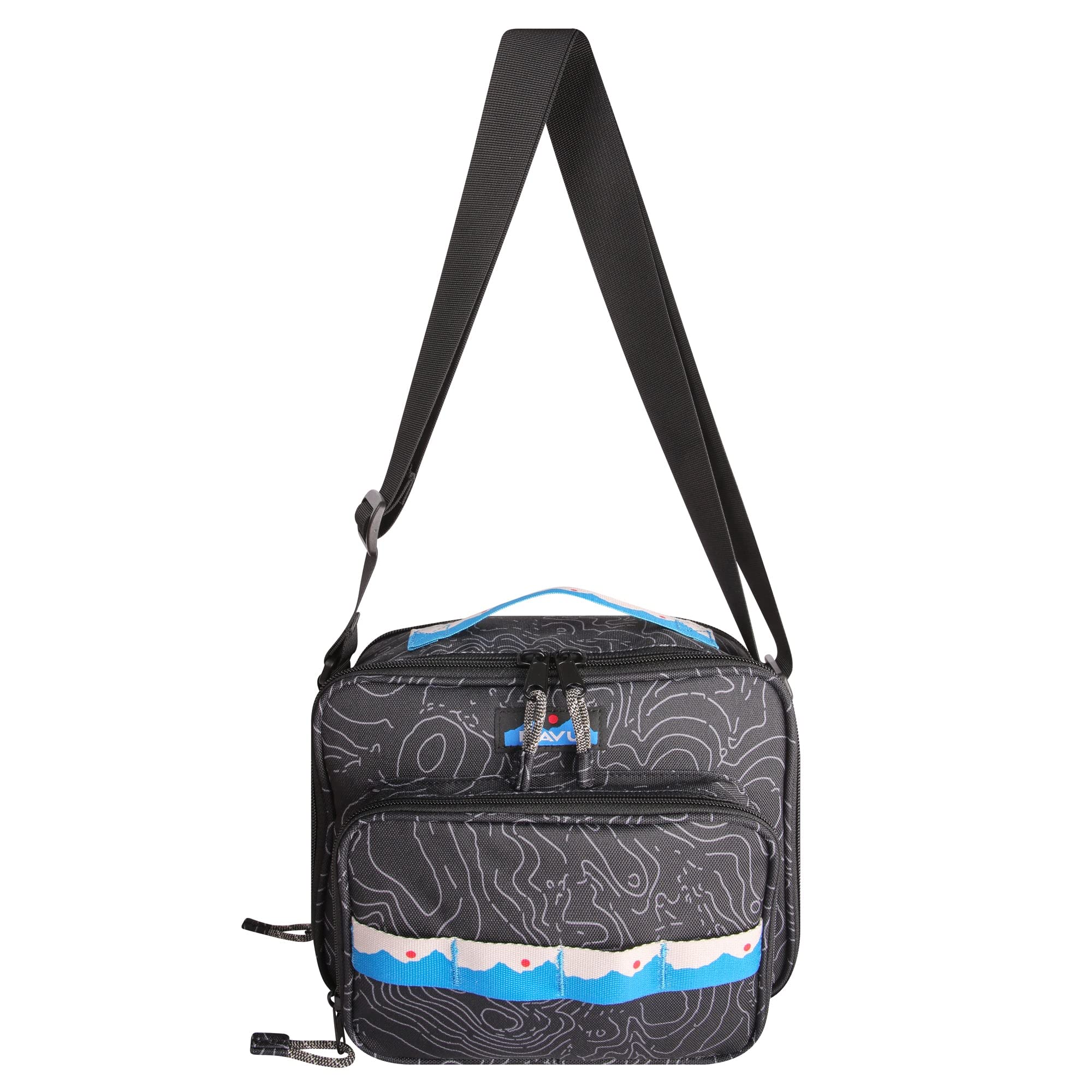 KAVU Passagrille Cooler Bag Insulated Crossbody Can Bag - Black Topo