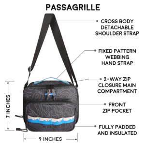 KAVU Passagrille Cooler Bag Insulated Crossbody Can Bag - Black Topo