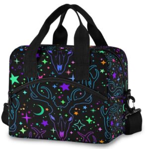 mnsruu insulated lunch bag deer magic skulls lunch box women lunch tote men lunch cooler bag reusable leakproof lunch bag with adjustable shoulder strap for work school