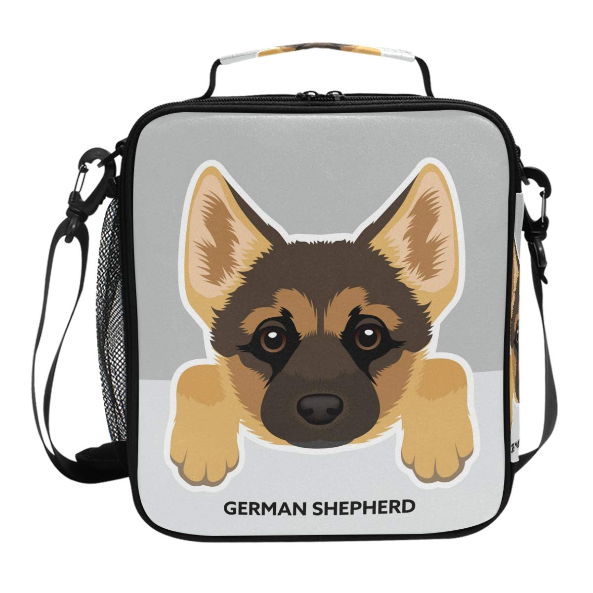 Dog Pattern Lunch Box German Shepherd Insulated Lunch Bag Reusable Cooler Meal Prep Bags Lunch Tote with Shoulder Strap for School Kids Office Adult