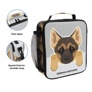 Dog Pattern Lunch Box German Shepherd Insulated Lunch Bag Reusable Cooler Meal Prep Bags Lunch Tote with Shoulder Strap for School Kids Office Adult