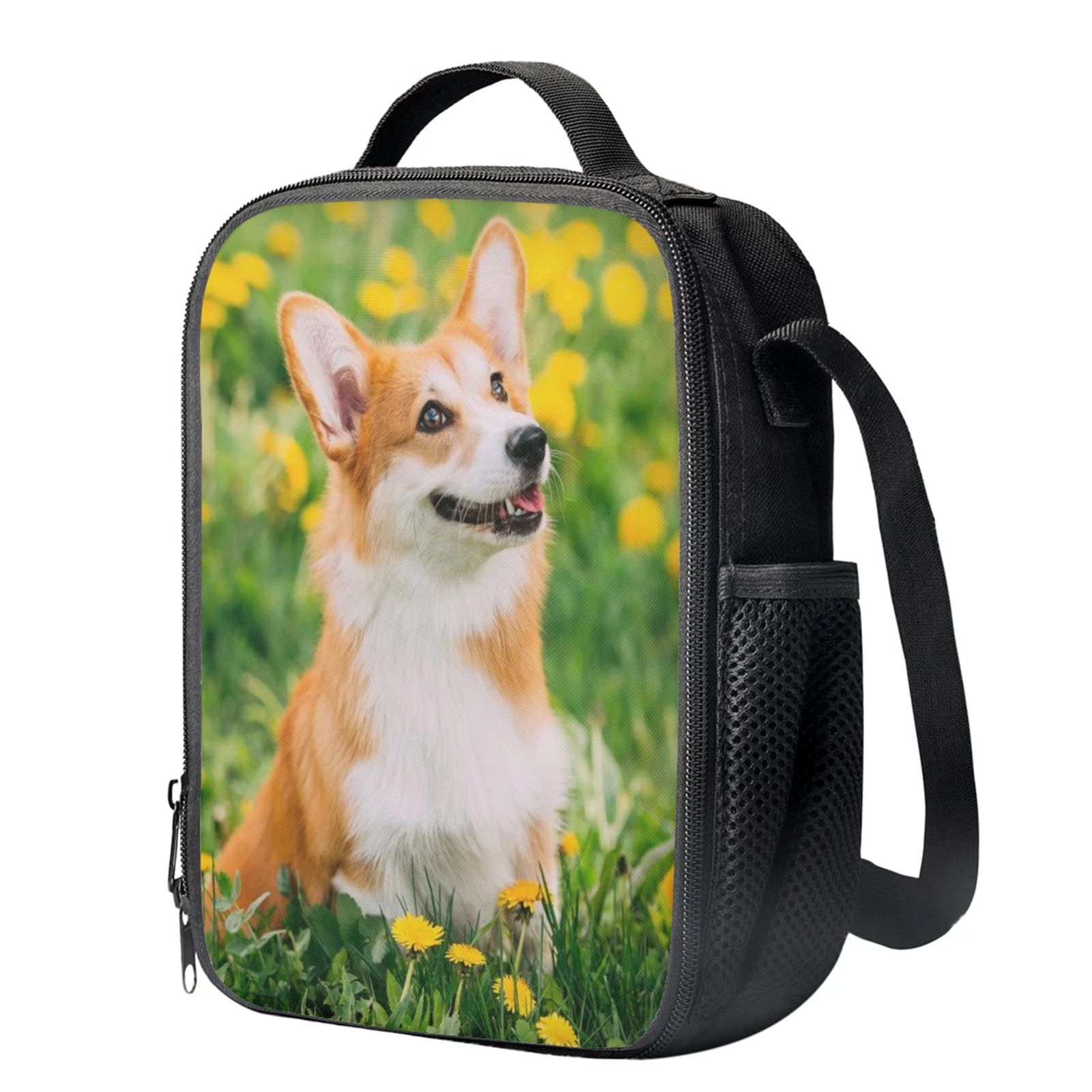 COEQINE Kids Lunch Bag Lightweight Insulated Cooler Lunch Bag with Cute Corgi Pattern for Girls Boys Student School Picnic Lunch Box