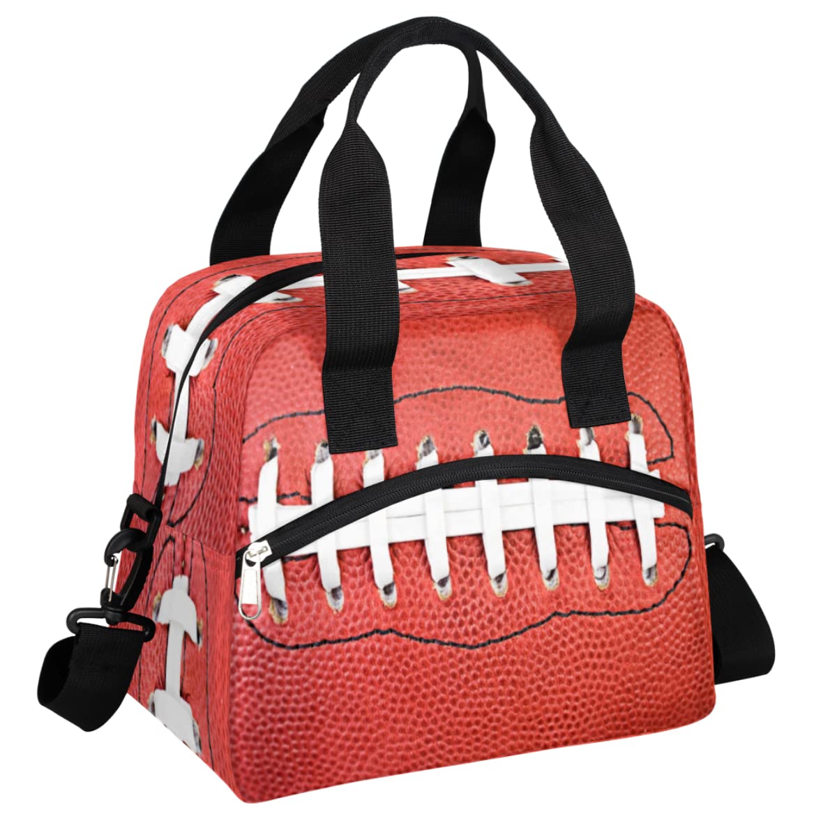 Insulated Lunch Bag for Women Men Red Sport American Football Lunch Box Reusable Lunch Cooler Bag Large Lunch Tote Bag for Work Picnic Travel School