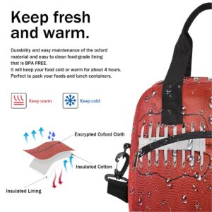 Insulated Lunch Bag for Women Men Red Sport American Football Lunch Box Reusable Lunch Cooler Bag Large Lunch Tote Bag for Work Picnic Travel School