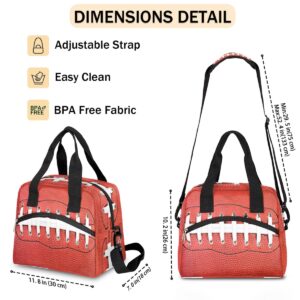 Insulated Lunch Bag for Women Men Red Sport American Football Lunch Box Reusable Lunch Cooler Bag Large Lunch Tote Bag for Work Picnic Travel School