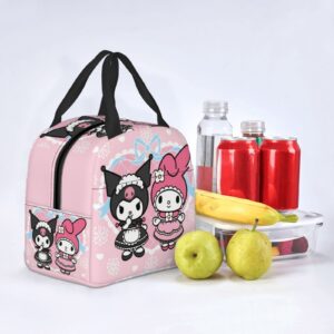 ORPJXIO Lunch Bag Kuromi Anime My Melody Reusable Lunch Box Portable Insulated Lunch Tote for Outdoor Picnic Office 8.5 X 8 X 5in