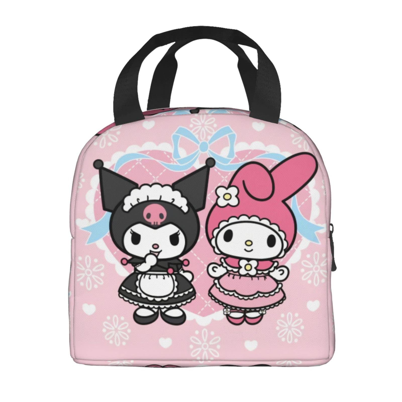 ORPJXIO Lunch Bag Kuromi Anime My Melody Reusable Lunch Box Portable Insulated Lunch Tote for Outdoor Picnic Office 8.5 X 8 X 5in