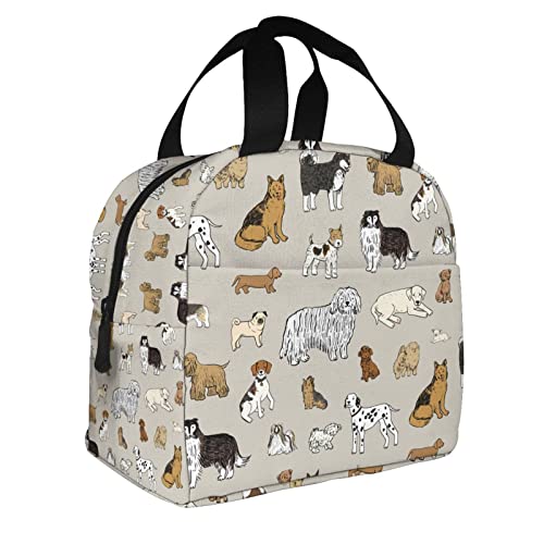 Gbuzozie Cute Dogs Animals Insulated Lunch Bag Leak Proof Tote Lunch Box With Zipper For Women Men Picnic Office