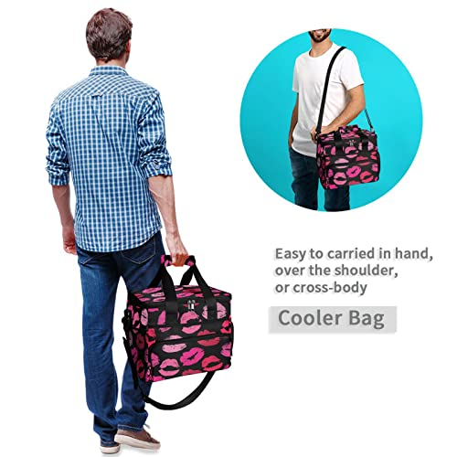 Kigai Lips Insulated Cooler Lunch Bag,Reusable Leakproof Lunch Box Cooler Bag Work Picnic Beach,with Detachable Shoulder Strap