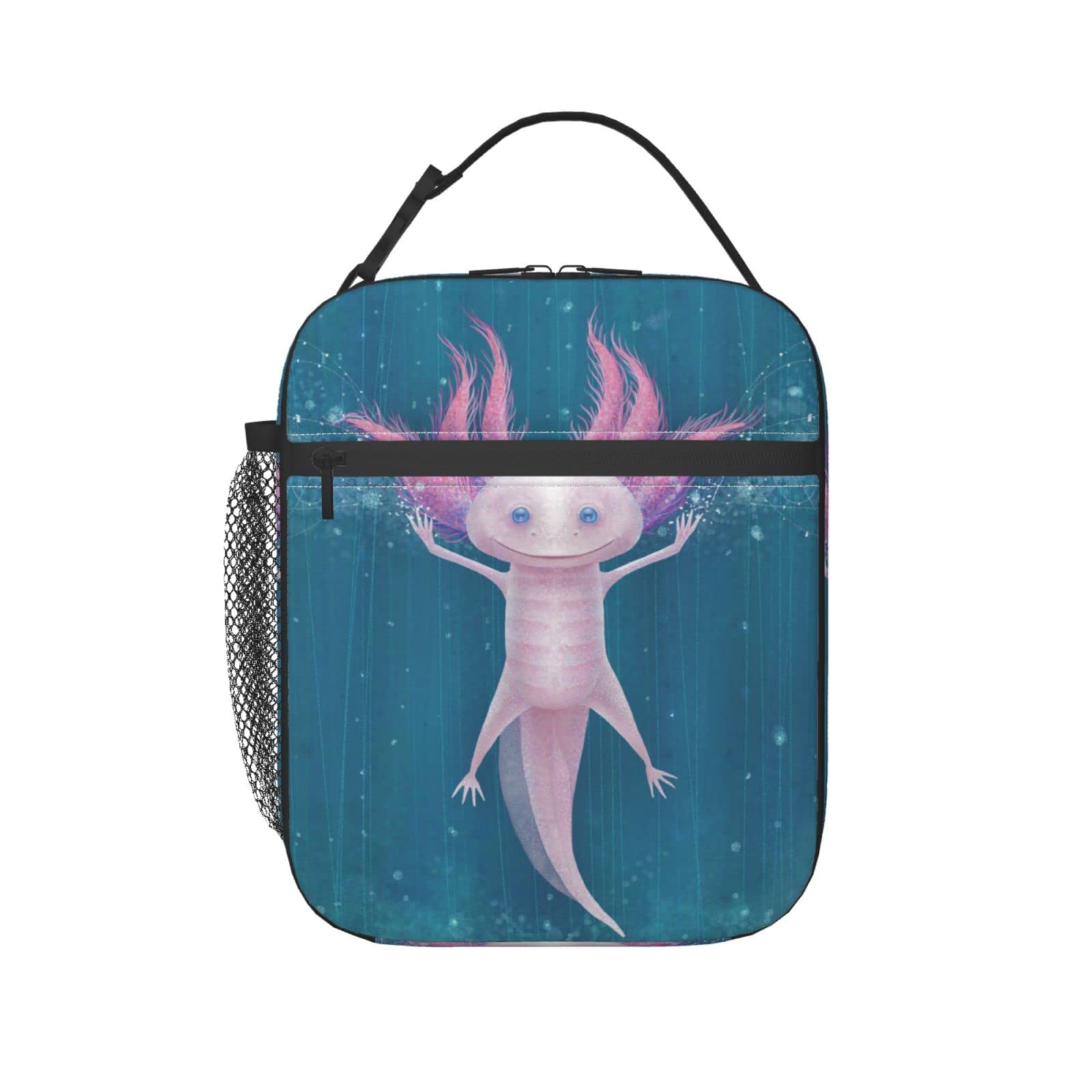 Lunch Bag Funny Axolotl Print Insulated Lunch Box Keep Warm/Cool Lunch Tote Bag Reusable Portable Lunch Bags