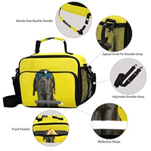 Young Black Labrador Lunch Box, Lunch Bag with Adjustable Shoulder Strap Insulated Tote Bag Picnic Box Lunch Bag for School Teens Snacks Insulated Cooler Tote