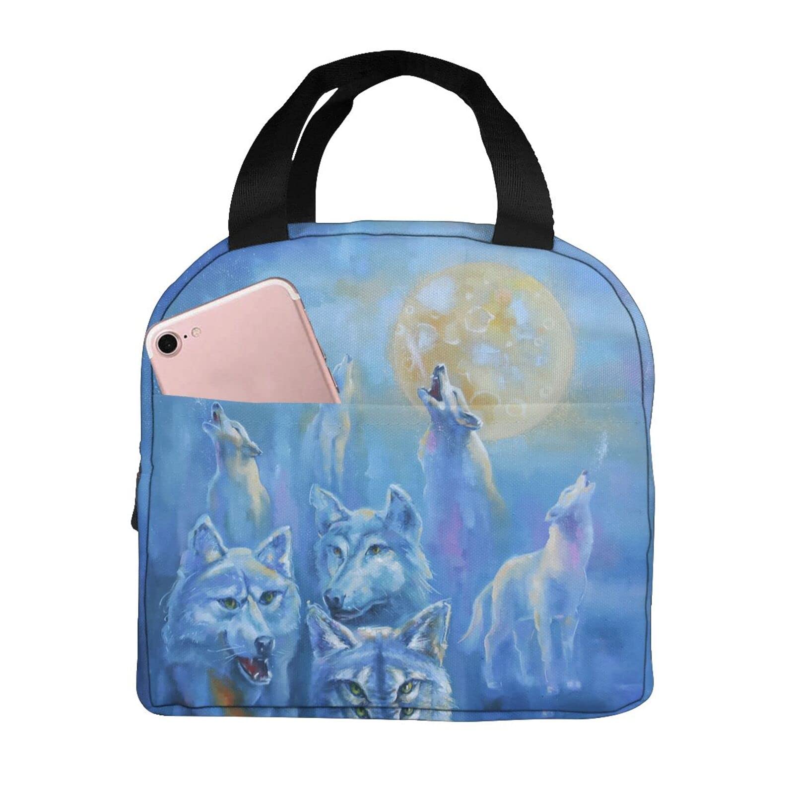 Aiojool Wolf Lunch Bag Insulated Lunch Box Reusable Cooler Thermal Meal Tote For Women Men