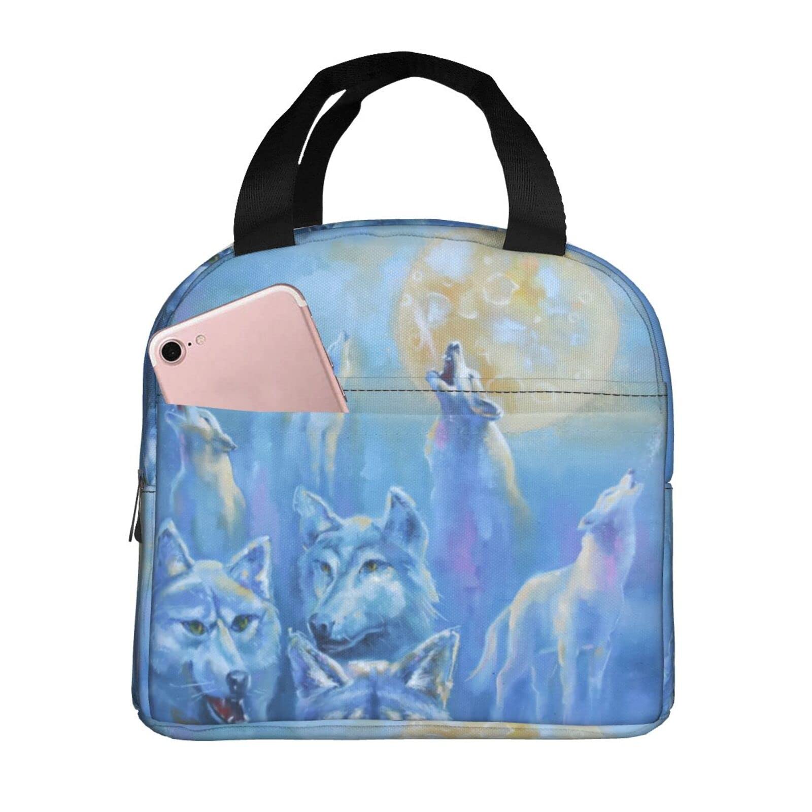 Aiojool Wolf Lunch Bag Insulated Lunch Box Reusable Cooler Thermal Meal Tote For Women Men