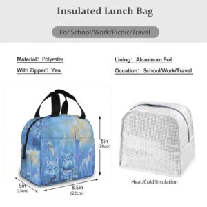 Aiojool Wolf Lunch Bag Insulated Lunch Box Reusable Cooler Thermal Meal Tote For Women Men