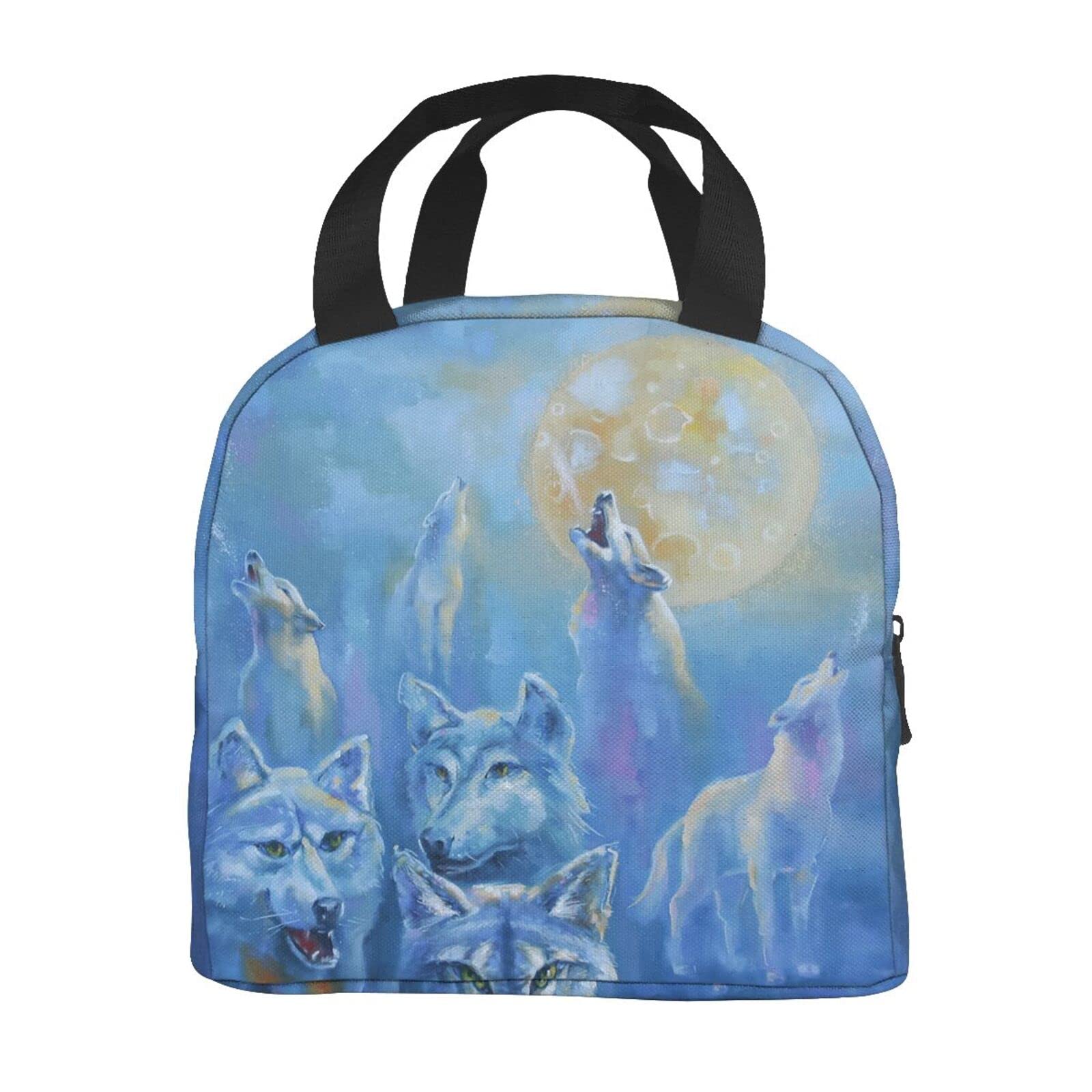 Aiojool Wolf Lunch Bag Insulated Lunch Box Reusable Cooler Thermal Meal Tote For Women Men