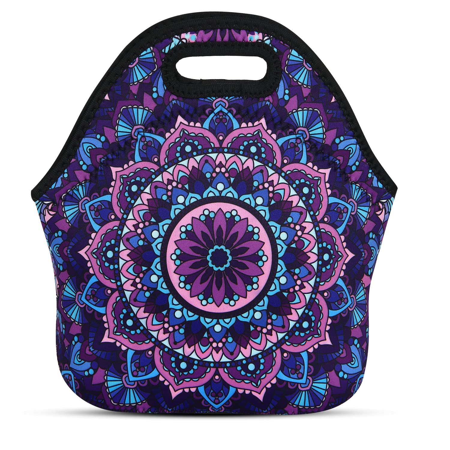 Neoprene Lunch Bag Women Insulated Cute Lunch Bag Tote Reusable Waterproof Cooler Animal Lunchbox Handbag Gift for Shopping Gourmet Tote with Zipper Work Picnic（mandala