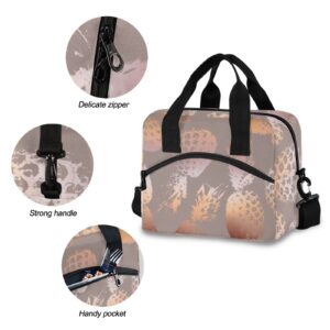 ALAZA Rose Gold Pineapple Print Lunch Bags for Women Leakproof Crossbody Lunch Bag Lunch Cooler Bag with Shoulder Strap(226be8d)