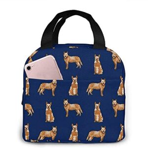 SHENGBAO Insulated Lunch Bags Australian Cattle Red Heeler Simple Dog Breed Navy Water-Resistant Thermal Lunch Box For Work, one size