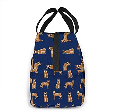 SHENGBAO Insulated Lunch Bags Australian Cattle Red Heeler Simple Dog Breed Navy Water-Resistant Thermal Lunch Box For Work, one size