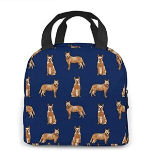 SHENGBAO Insulated Lunch Bags Australian Cattle Red Heeler Simple Dog Breed Navy Water-Resistant Thermal Lunch Box For Work, one size