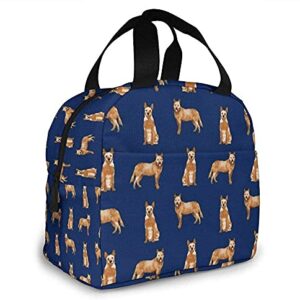 SHENGBAO Insulated Lunch Bags Australian Cattle Red Heeler Simple Dog Breed Navy Water-Resistant Thermal Lunch Box For Work, one size