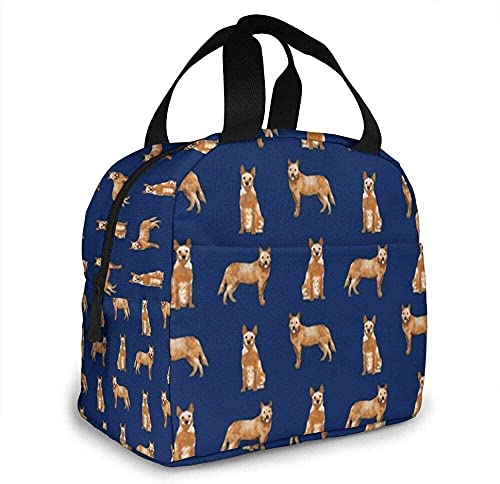 SHENGBAO Insulated Lunch Bags Australian Cattle Red Heeler Simple Dog Breed Navy Water-Resistant Thermal Lunch Box For Work, one size