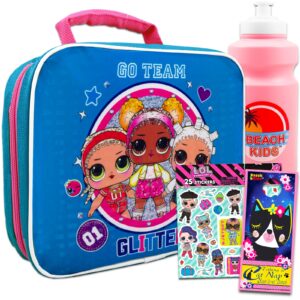 lol surprise! 4-piece bundle - lol lunch bag, water bottle, stickers, and bonus cat door hanger