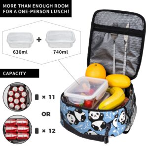 koniqiwa Cute Panda Lunch Box Insulated Lunch Bag Detachable Handle Lunchbox Thermal Meal Tote Bag For Travel Picnic Office Work Outdoor