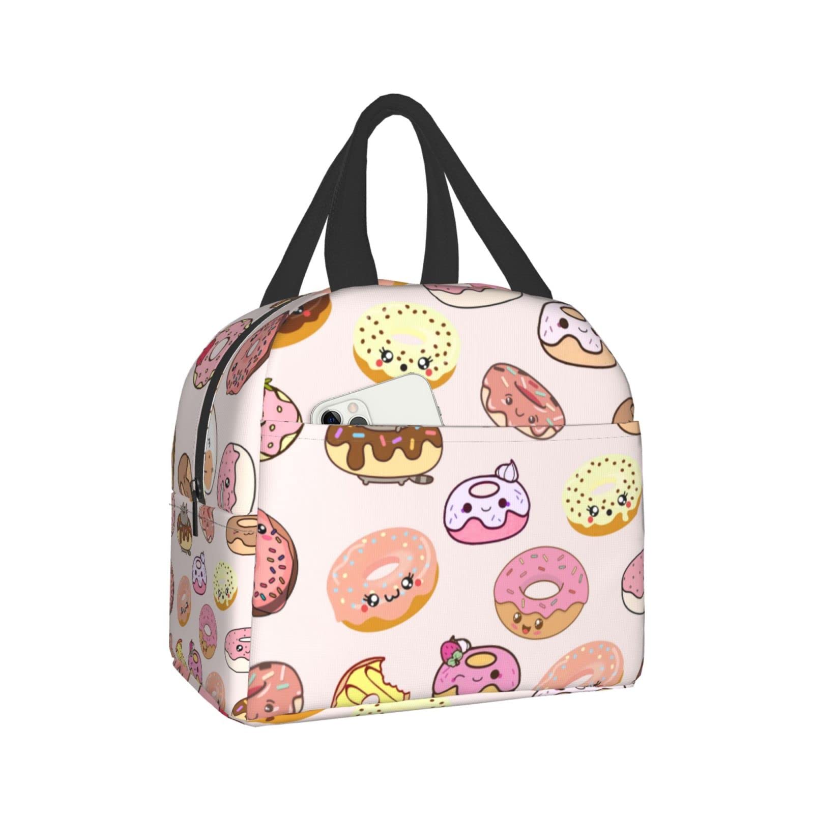 Donuts Lunch Box Insulated Lunch Bag for Kids Teens Girls Boys Women Cooler Reusable LunchBox for School Office Beach Travel