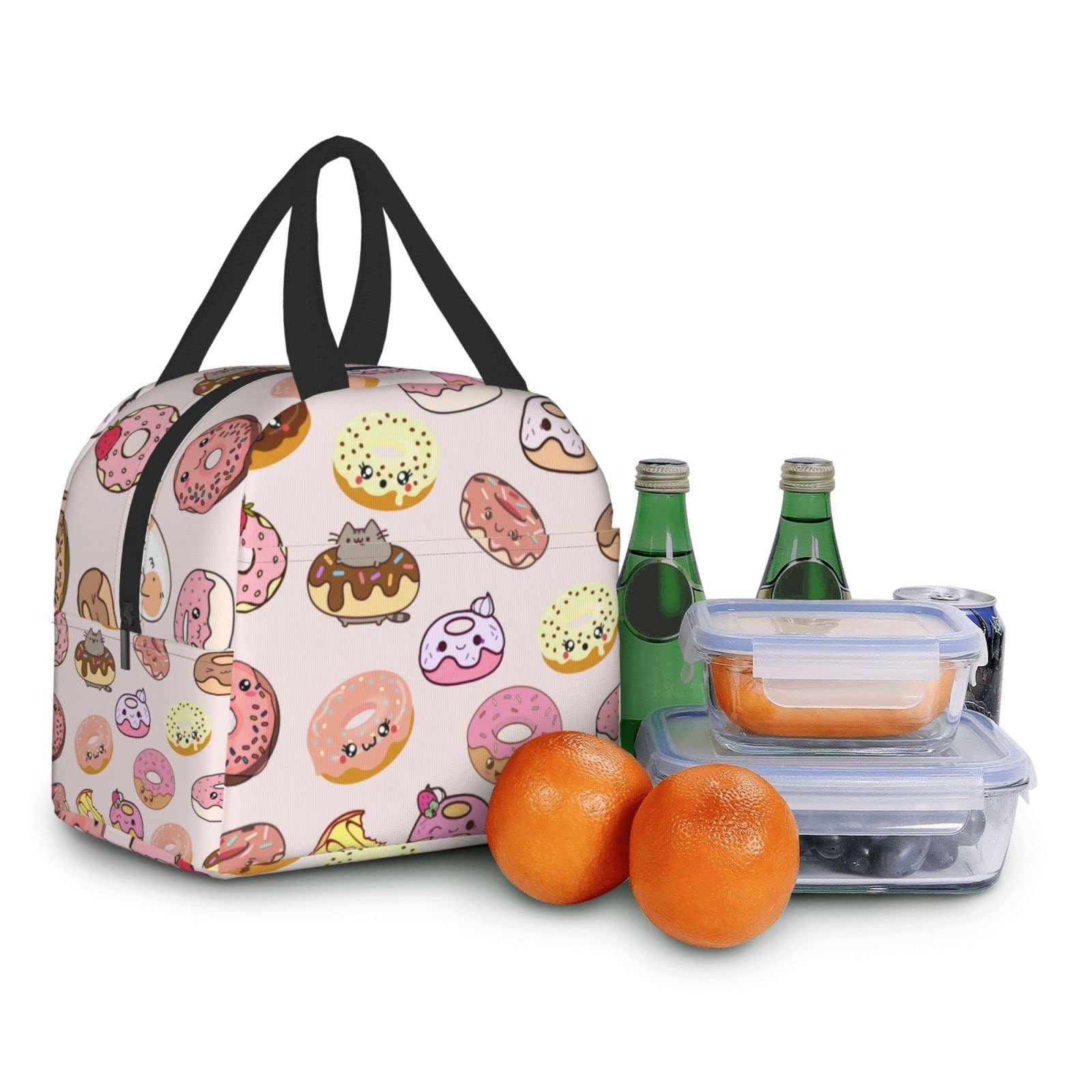 Donuts Lunch Box Insulated Lunch Bag for Kids Teens Girls Boys Women Cooler Reusable LunchBox for School Office Beach Travel