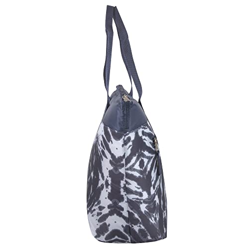 Extra-Large Lunch Tote for Women Insulated Can Cooler with Pocket, Emma and Chloe Lunch Bags (Grey Tie Dye)