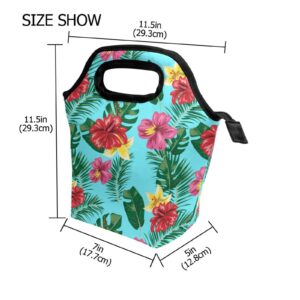 Sletend Palm Leaves Flower Floral Insulated Lunch Bag Portable Zipper Lunch Bag for Kids Adult Teen Men Women,Reusable Lunch Boxes Lunchboxes Meal Prep Handbag for Work School Travel Picnic