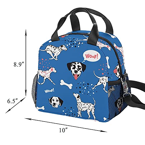 YCGRE Kids Blue Lunch Bag with Dog Design, Polyester, 10 x 6.5 x 8.9 in